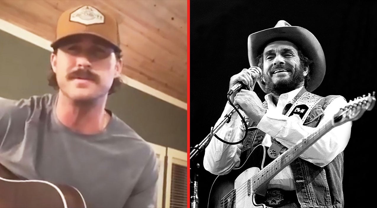 Riley Green's Quarantine Stache On Full Display During Merle Haggard ...